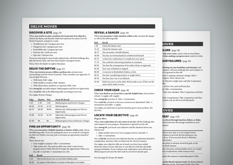 Ironsworn: Delve - Move Reference Sheets – Tomkin Press